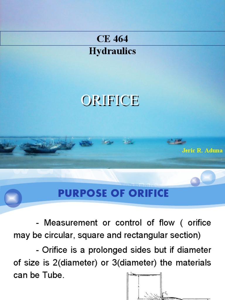 1.introduction of Orifice | PDF | Transparent Materials | Phases Of Matter