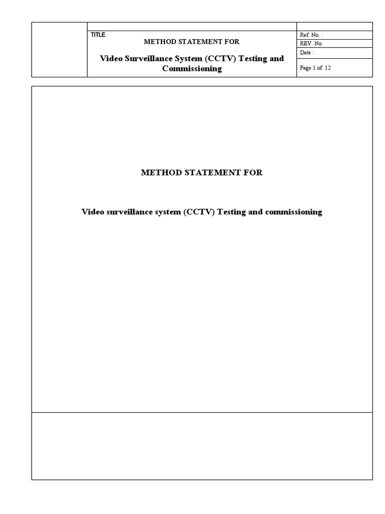 Statement for CCTV System Testing & Commissioning | PDF | Closed ...