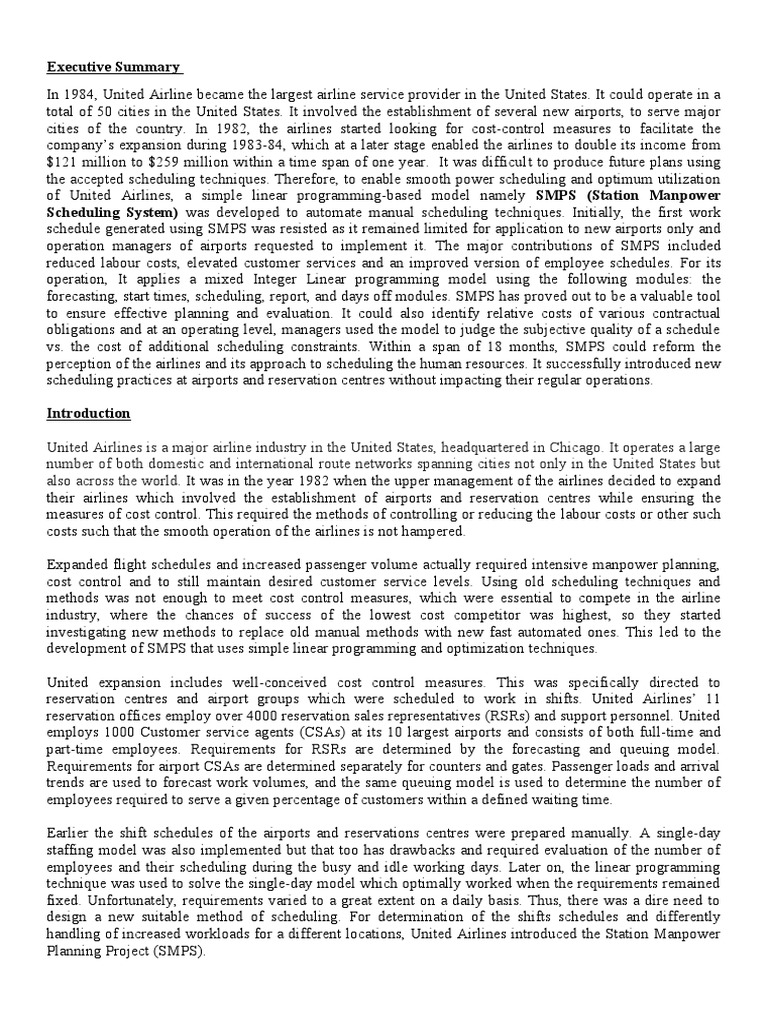 United Airlines - Case Study | PDF | Linear Programming | Mathematical ...