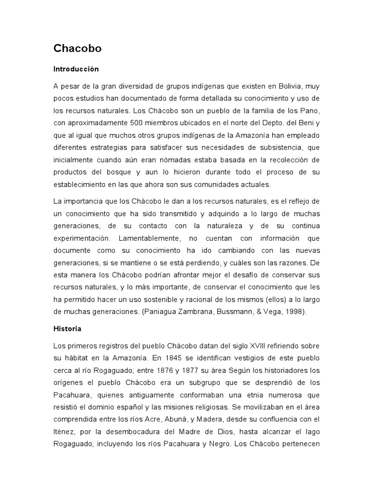 CHACOBO | PDF | Agricultura | Familia