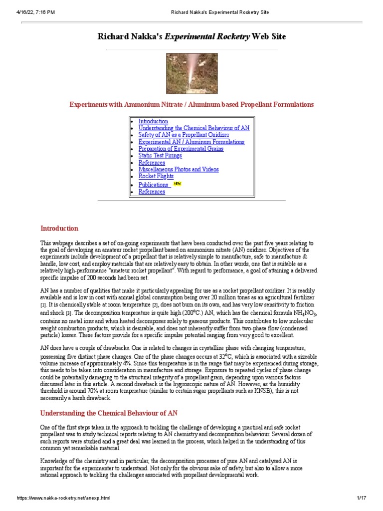 Richard Nakka's A24 | PDF | Rocket Propellant | Rocket