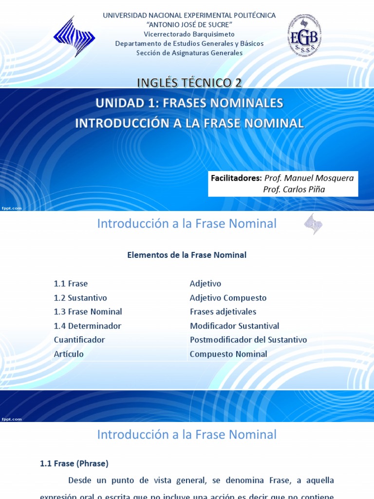 Intro A Frase Nominal | PDF | Adjetivo | Sustantivo