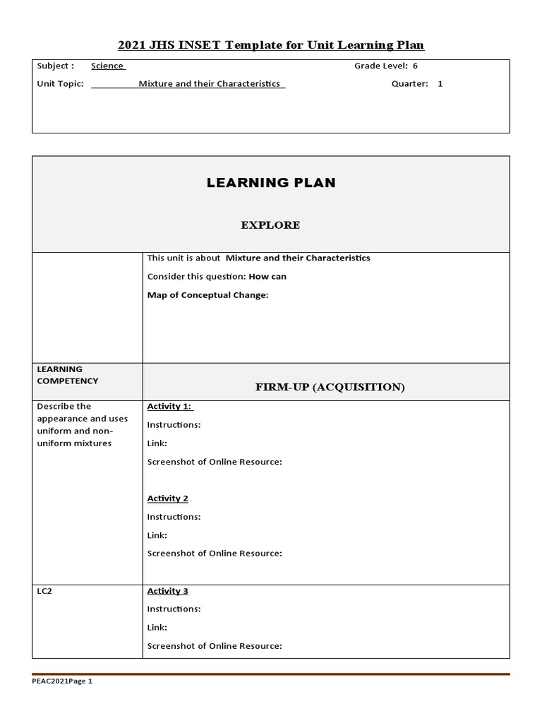 Grade 6 Science: Mixtures Unit Plan | PDF | Rubric (Academic ...