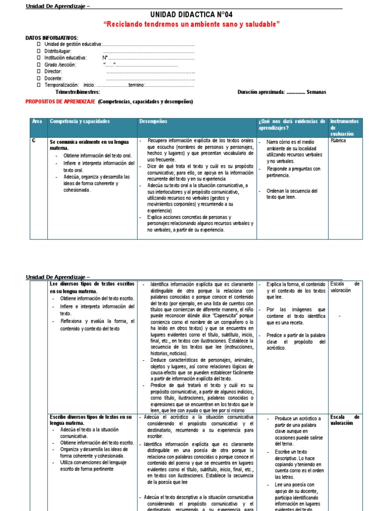 UNIDAD DIDACTICA JUNIO -1° | PDF | Reciclaje | Residuos