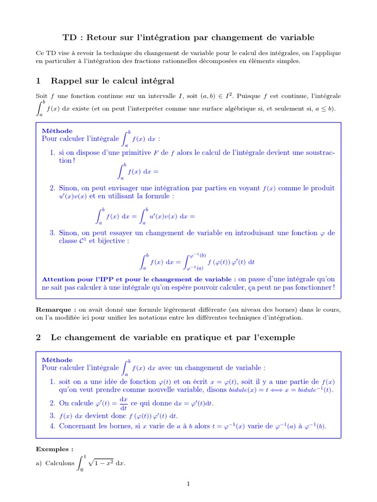TD Integration | PDF | Intégral | Mathématiques