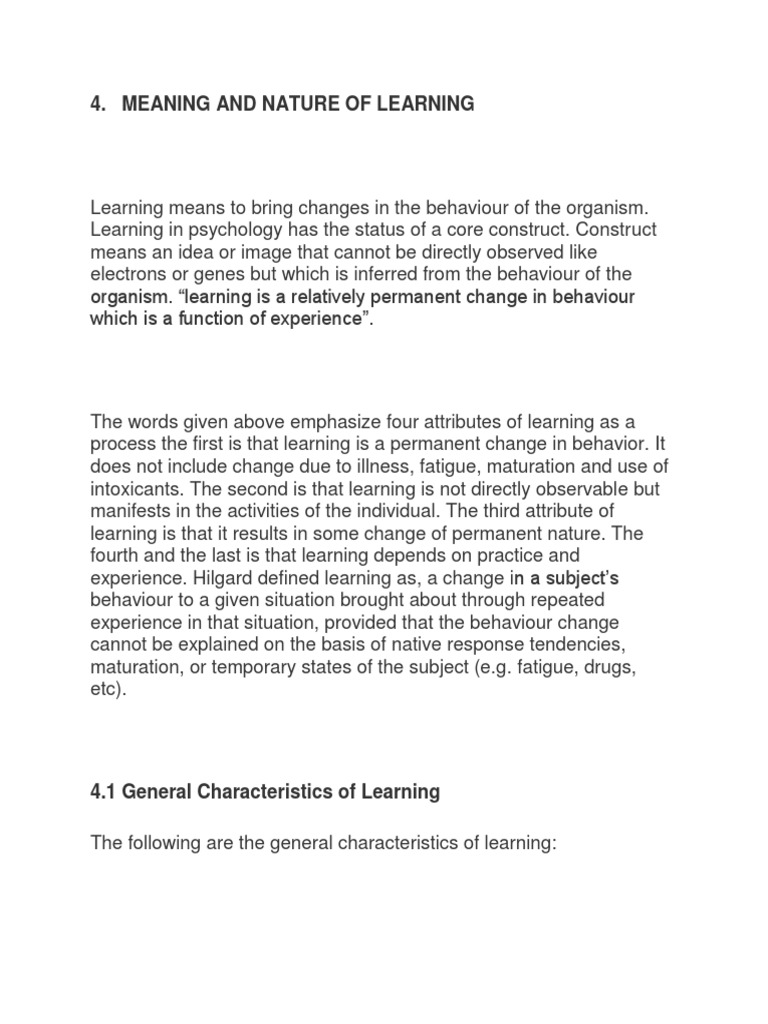 Understanding the Nature of Learning | PDF | Learning | Behavior