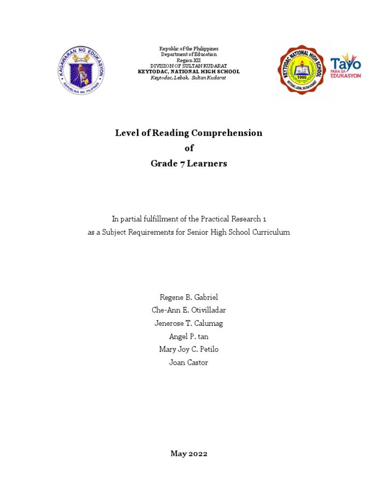 Reading Comprehension Pr1 - g11 | PDF | Reading Comprehension | Behavior Modification