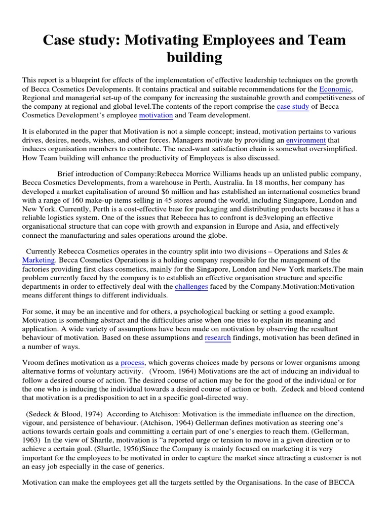 Case - Study - Motivating - Employees - and - Team - Building | PDF ...