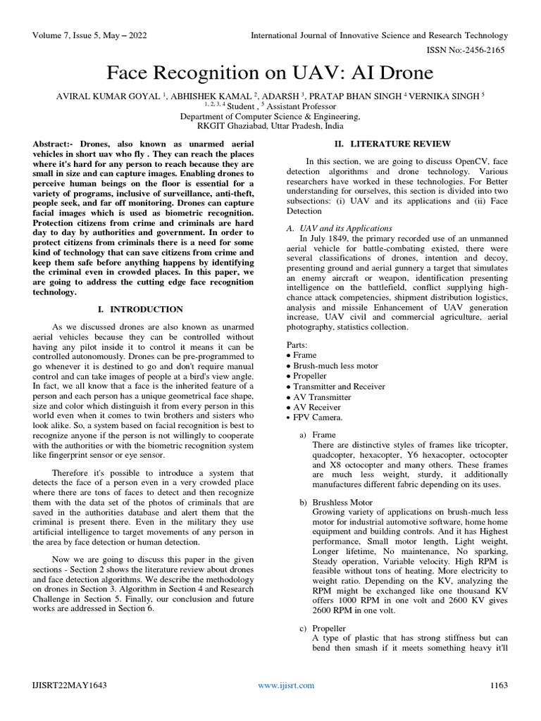 Face Recognition On UAV AI Drone | PDF | Unmanned Aerial Vehicle | Algorithms