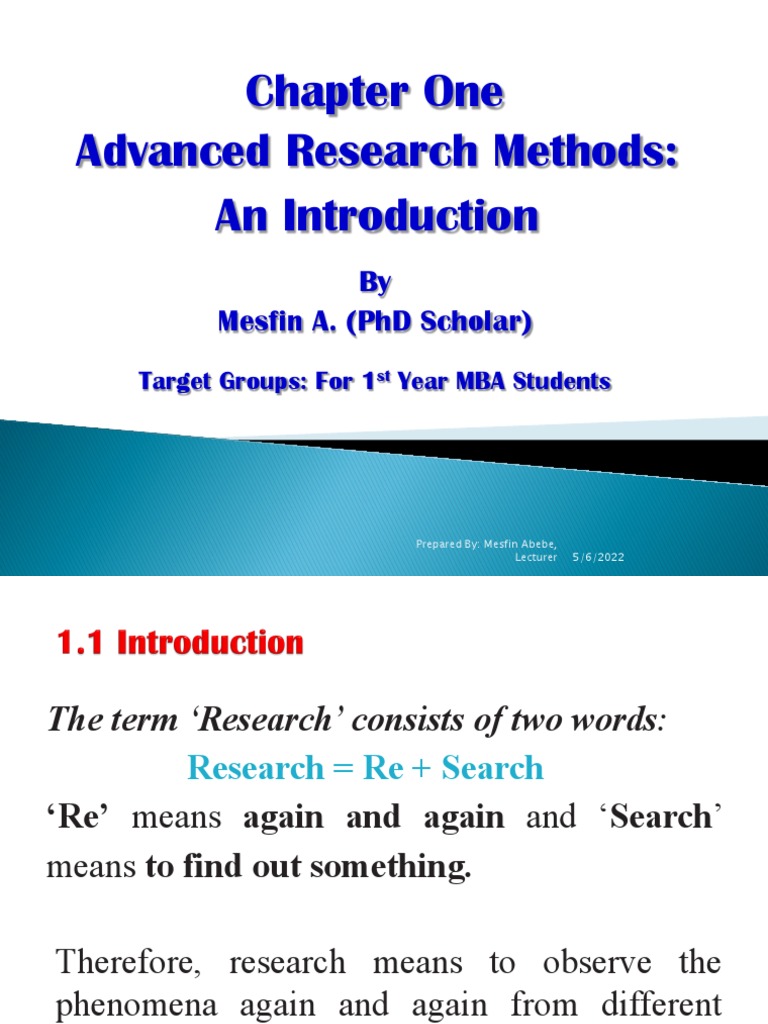 Chapter 1 - Advanced Research Methods Introduction | PDF | Science ...