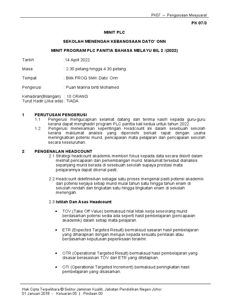 PLC Panitia Kali Ke 2 2022 | PDF