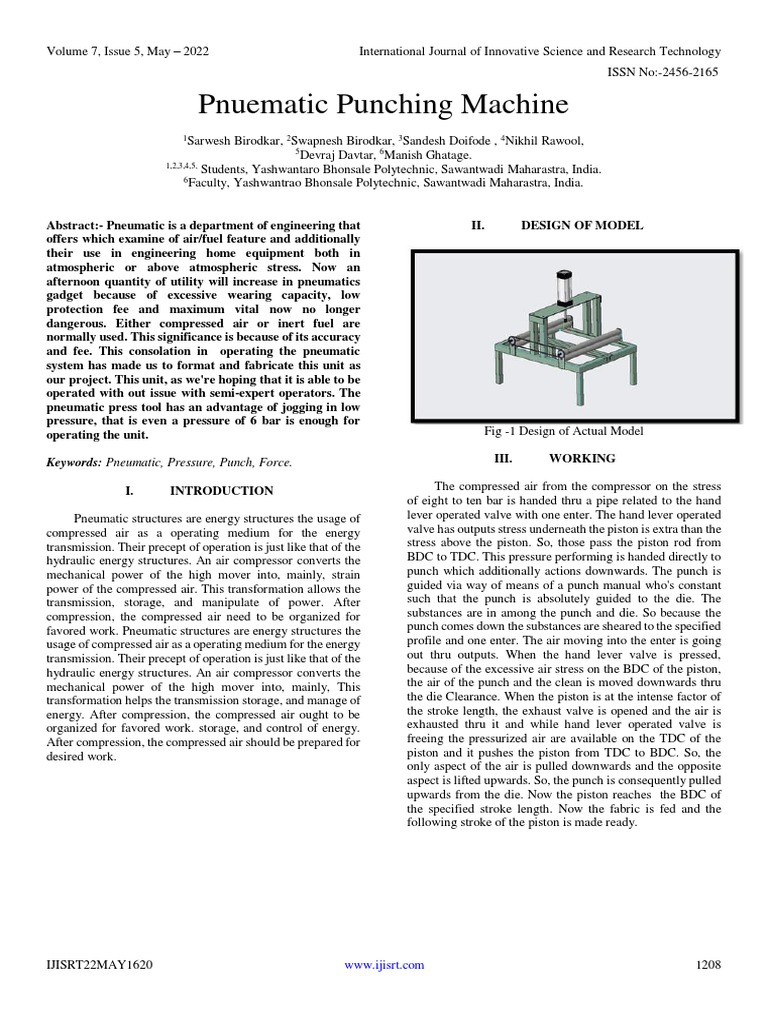 Pnuematic Punching Machine | PDF | Actuator | Piston