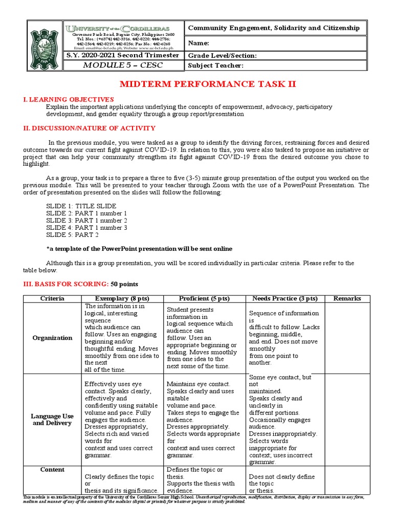 Midterm Performance Task Ii: Module 5 - Cesc | PDF | Thesis | Information