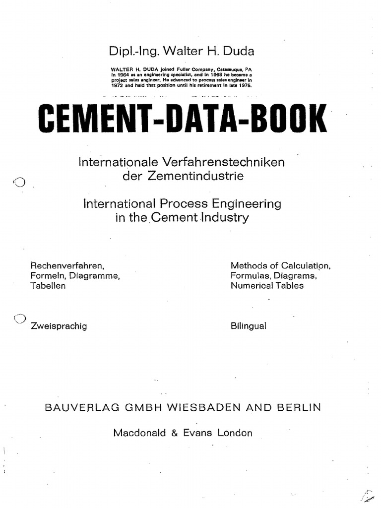 Cement Data Book Duda English | PDF