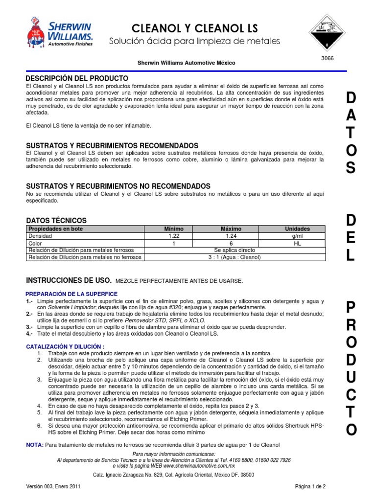 Cleanol 334010 | PDF | Agua | Detergente