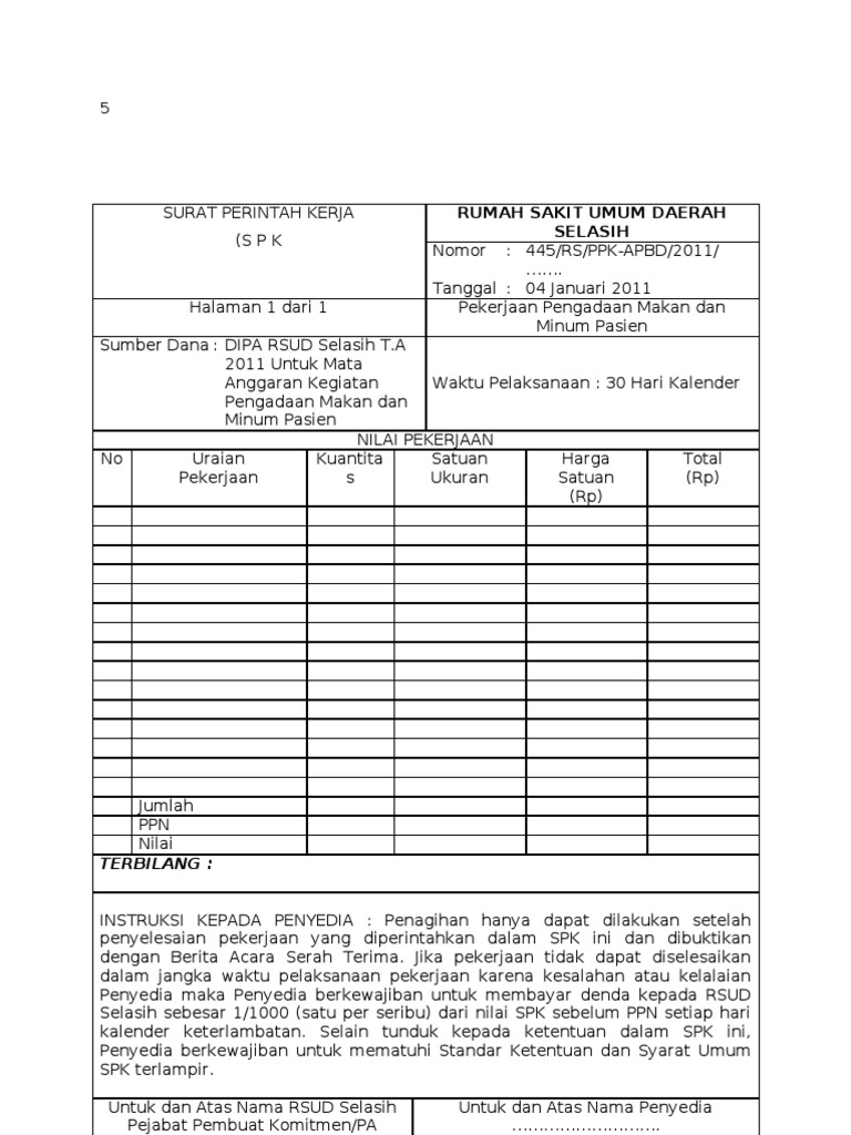 Form SPK Swakelola | PDF | Pengelolaan Keuangan & Uang