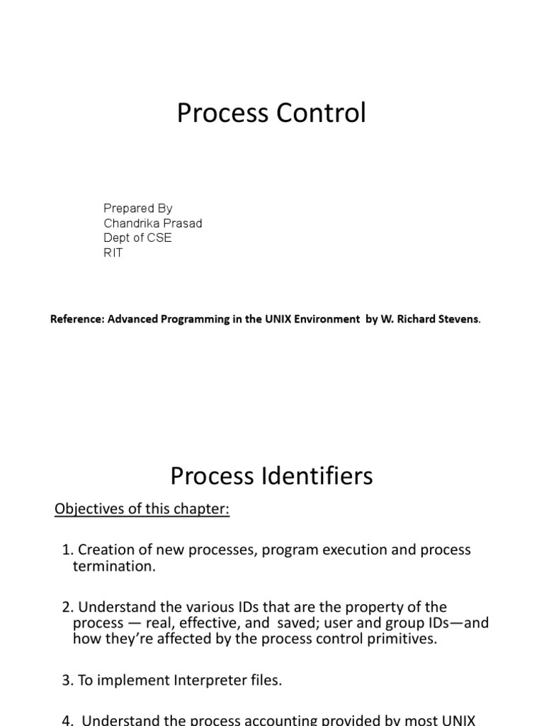 Process Control: Prepared by Chandrika Prasad Dept of CSE RIT | PDF ...