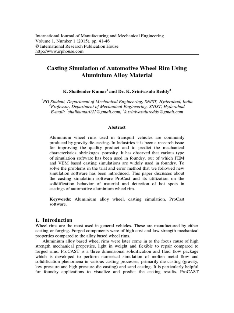 Casting Simulation of Automotive Wheel Rim Using Aluminium Alloy Material | Download Free PDF ...