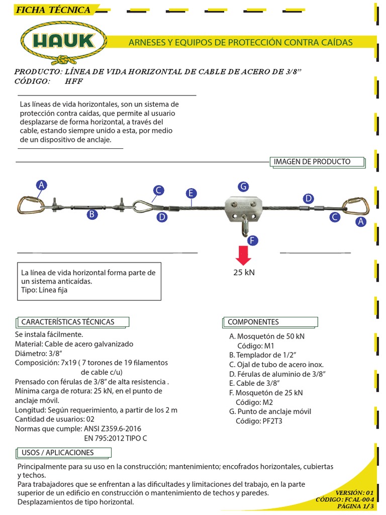 Línea de Vida Horizontal de Cable - HFF | PDF | Acero