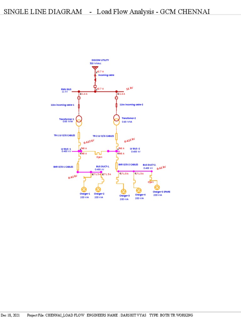 Single Line Diagram - Load Flow Analysis - GCM Chennai | PDF ...