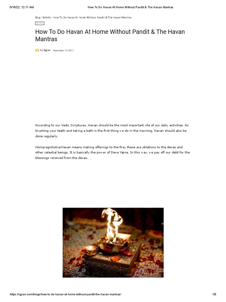 How to Do Havan at Home Without Pandit & the Havan Mantras | PDF ...