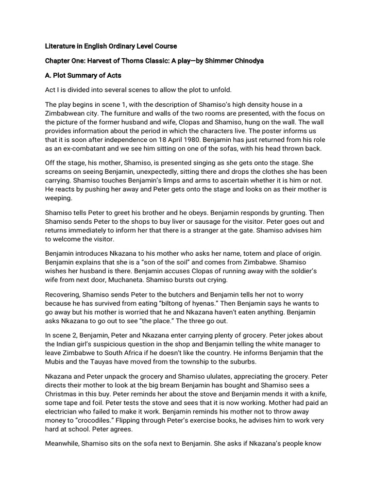 Harvest, Hole in The Sky and Rutendo | PDF