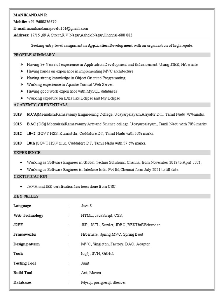 Manikandan R | PDF | Spring Framework | Eclipse (Software)