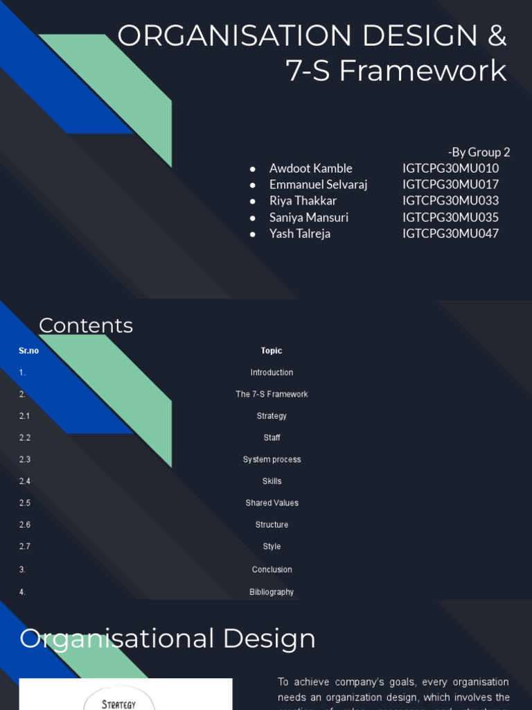 Organisation Design & 7-S Framework | PDF | Leadership | Organizational ...
