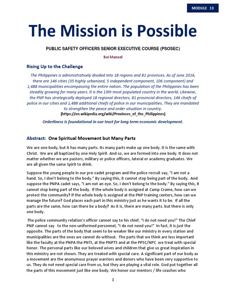 Mission Possible: Empowering Police Leadership | PDF | Christian Mission