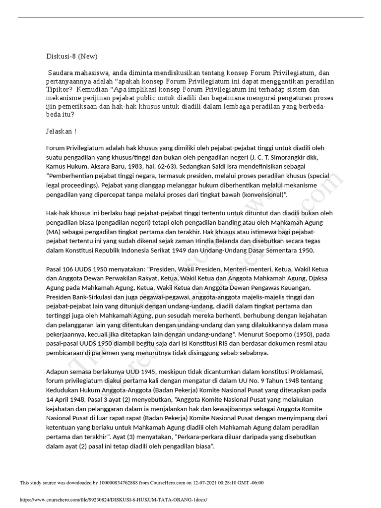 Diskusi 8 Hukum Tata Orang 1 | PDF