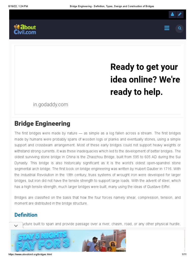 Bridge Engineering - Definition, Types, Design and Construction of ...