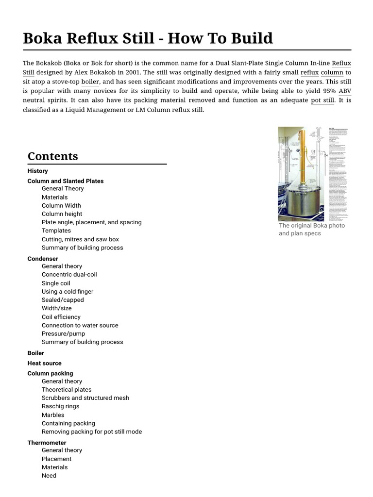 Boka Reflux Still | PDF | Distillation | Heat Exchanger