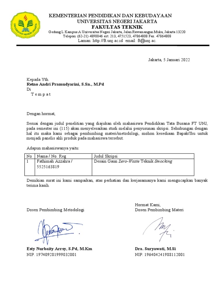 Surat Pernyataan Panelis | PDF