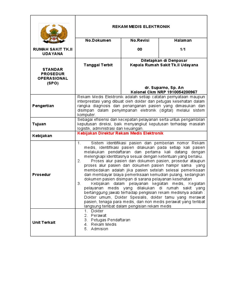 Spo Rekam Medis Elektronik | PDF