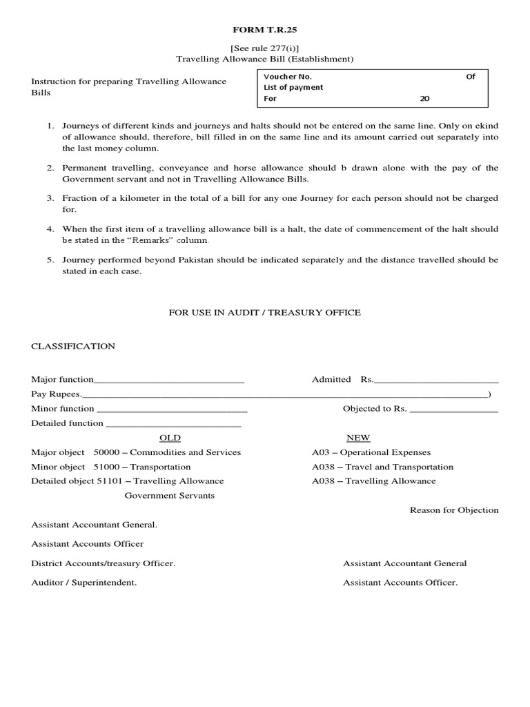 FORM T.R.25: Voucher No. of List of Payment For 20 | Download Free PDF ...