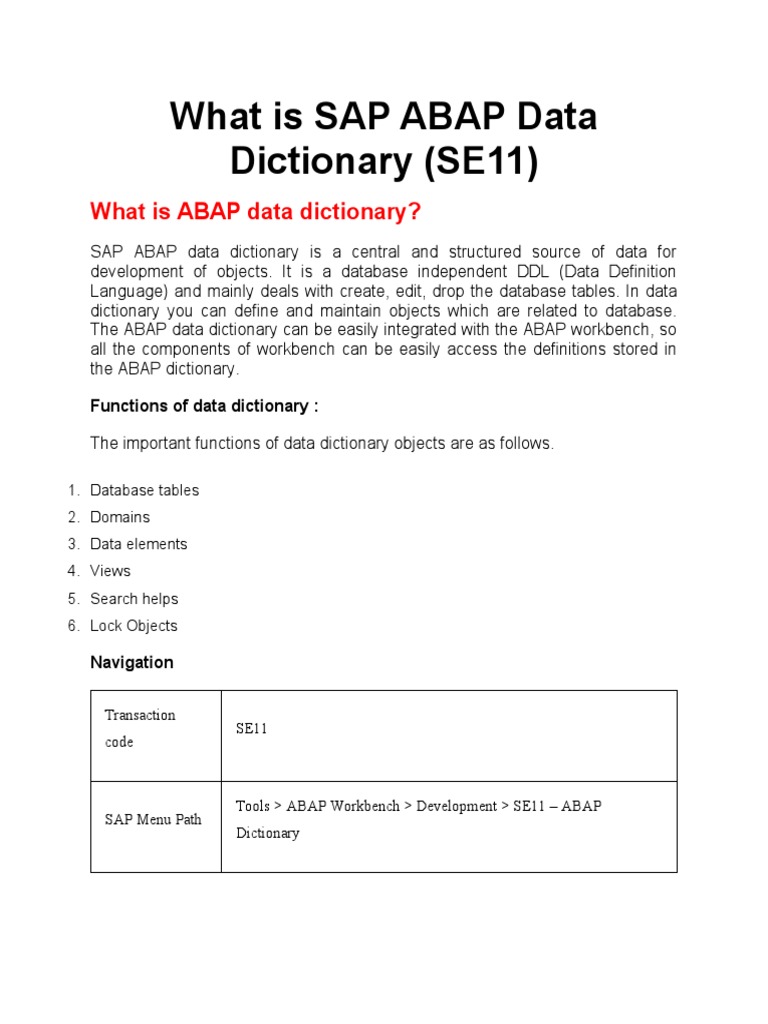 SAP ABAP Data Dictionary Guide | PDF | Databases | Software Development