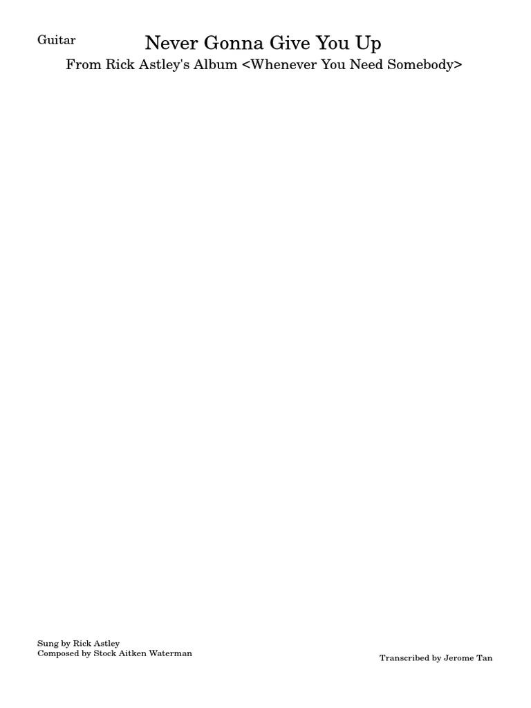 Never Gonna Give You Up: From Rick Astley's Album | PDF | Popular Music ...