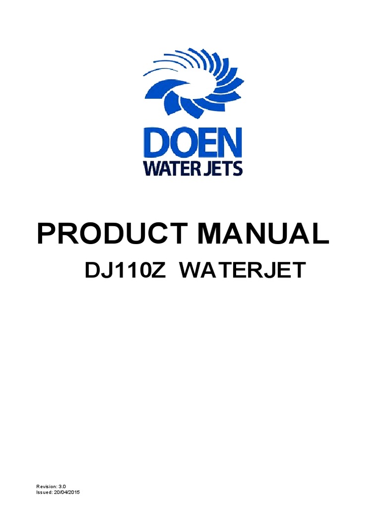 Product Manual: Dj110Z Waterjet | PDF | Bearing (Mechanical) | Pump