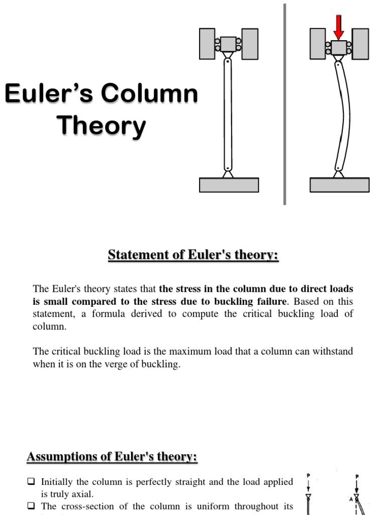 Euler's Column Updated Presentation | PDF | Buckling | Column