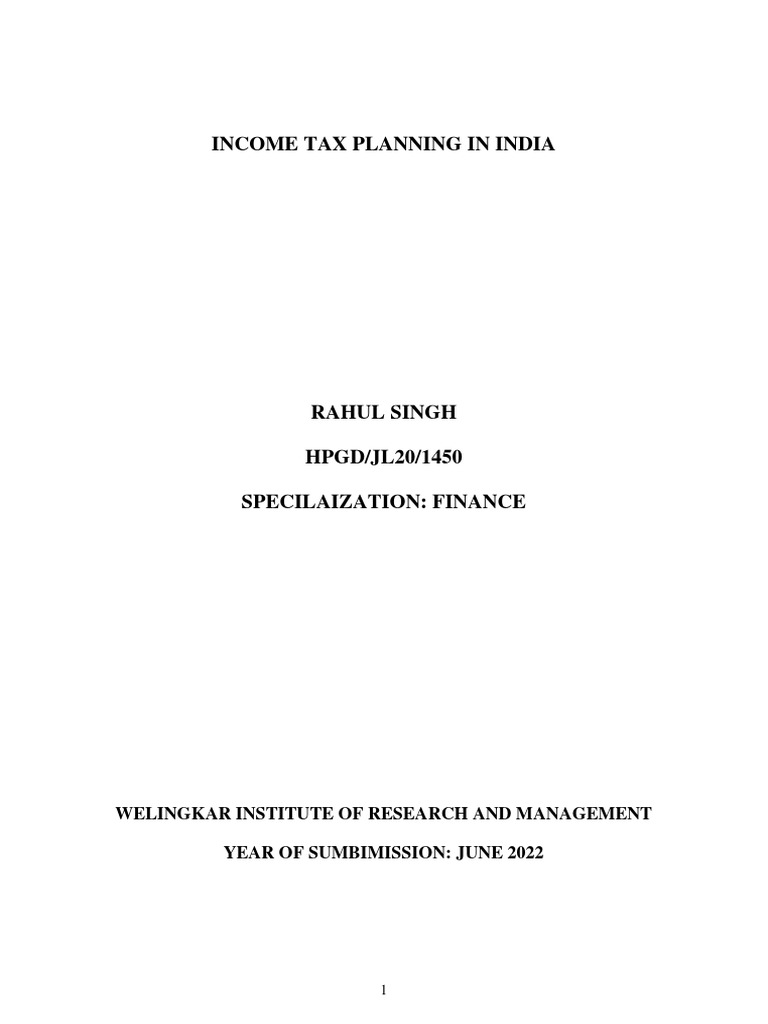 Project Report Sem IV - Tax Planning in India | PDF | Capital Gains Tax ...