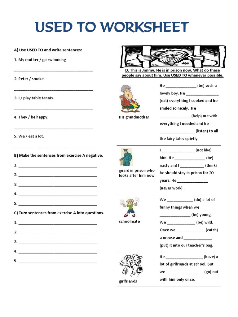 Used To Grammar Worksheet | PDF