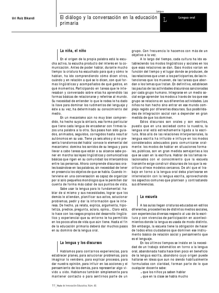 El Dialogo y La Conversacion en La Educacion | PDF | Salón de clases ...