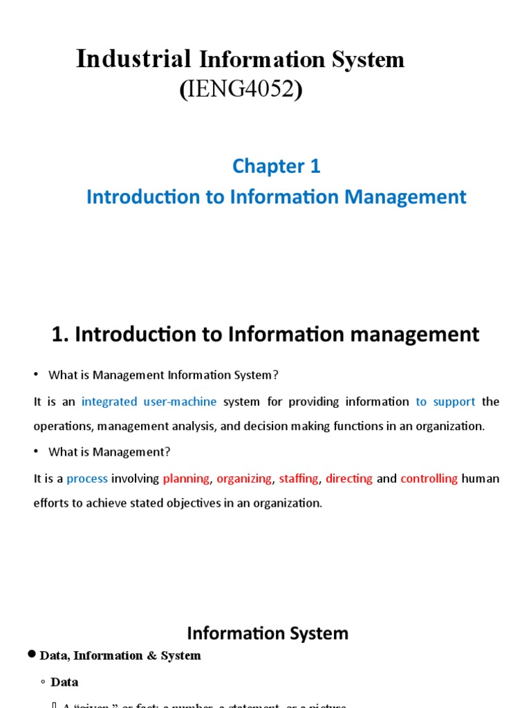 Chapter 1. Introduction To Information Management | PDF | Marketing ...