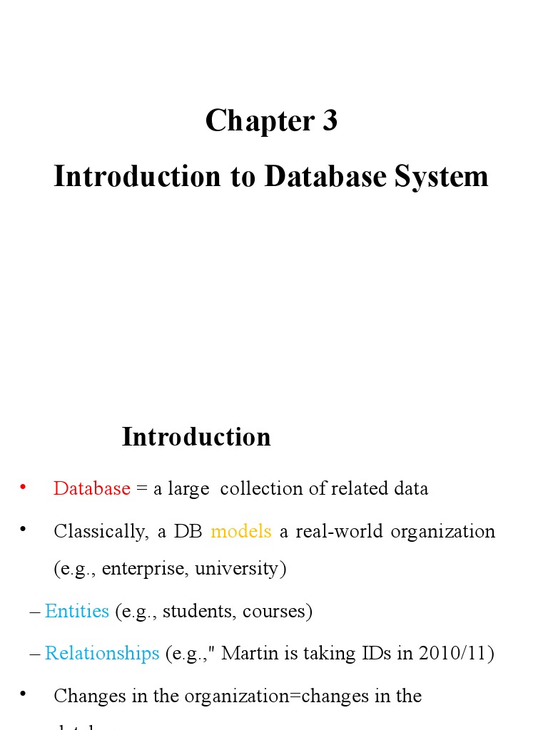 Chapter 3. Introduction To Database System | PDF