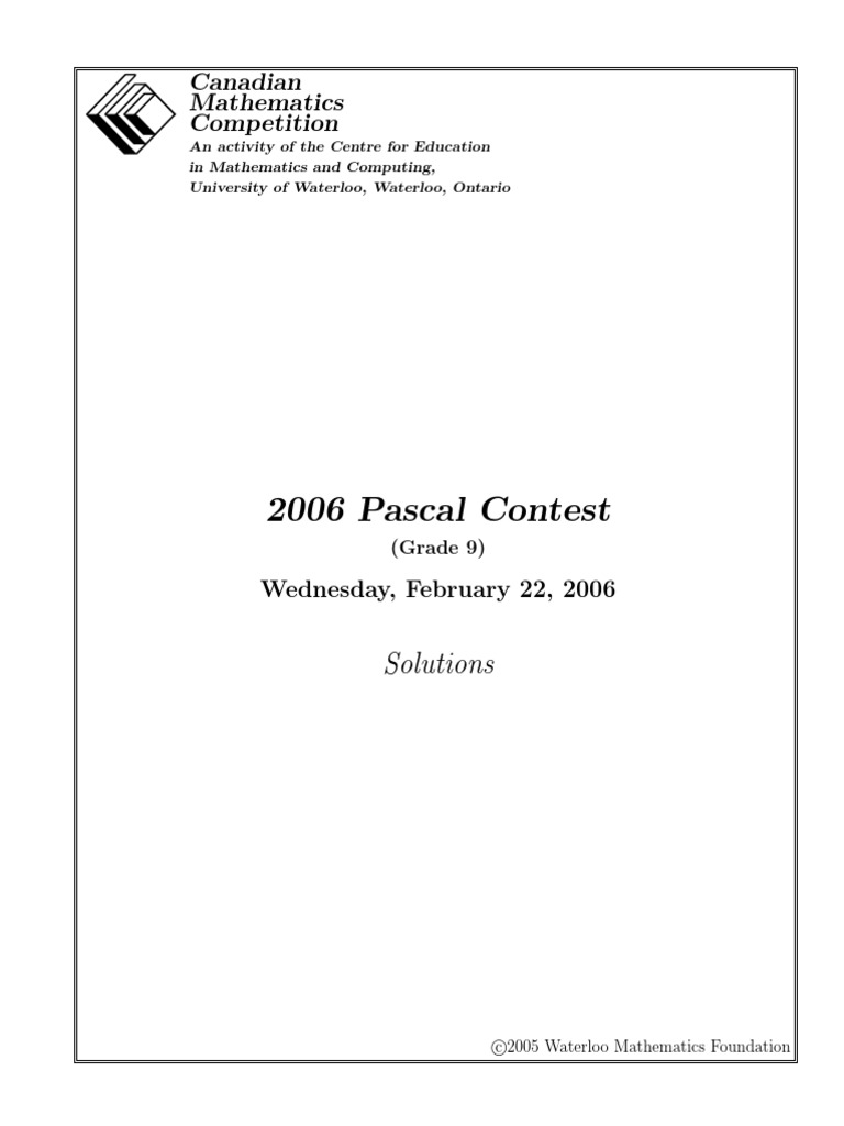 2006 Pascal Contest: Canadian Mathematics Competition | PDF | Area | Circle