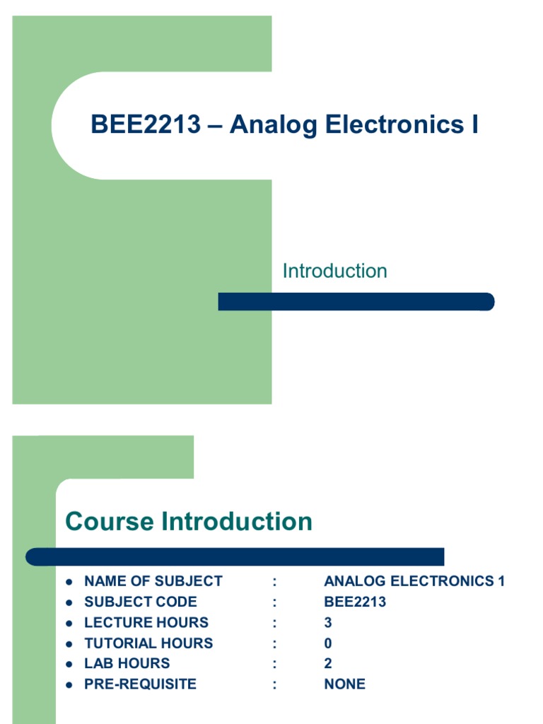 Introduction to Analog Electronics | PDF