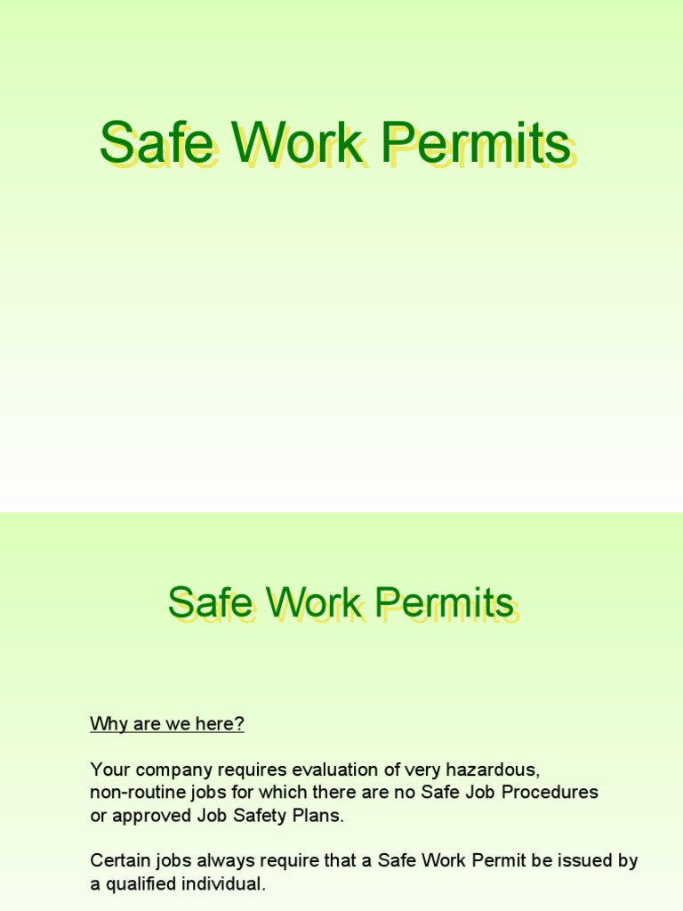 Work Safe Permit To Work System | PDF | Personal Protective Equipment ...