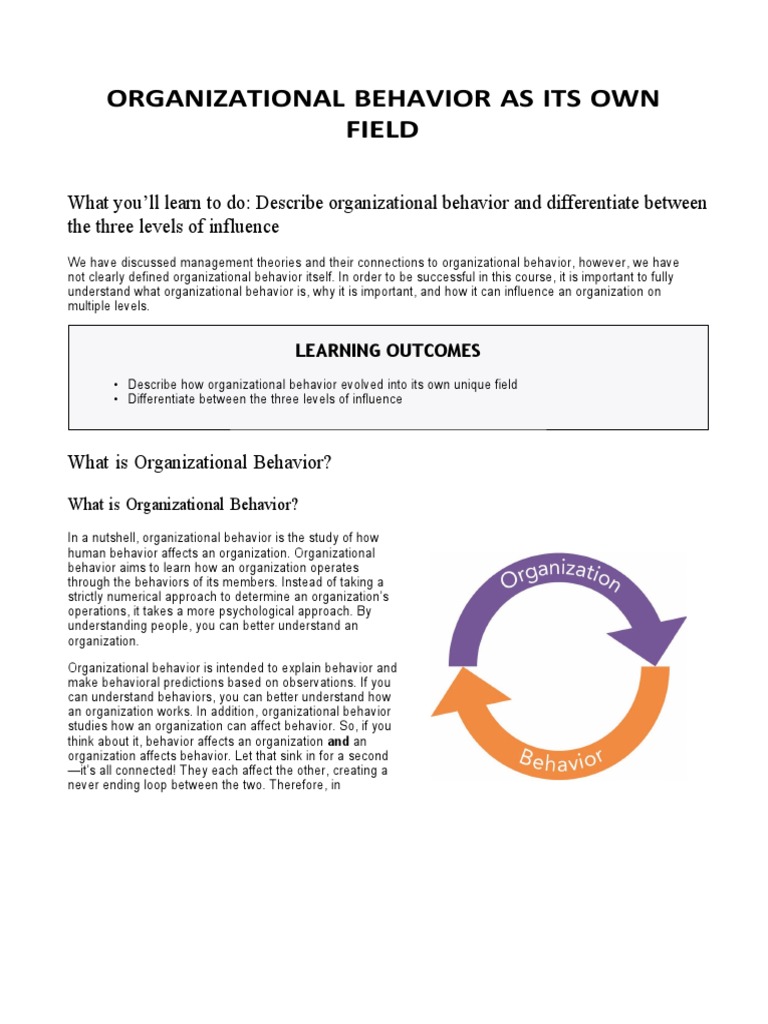 Organizational Behavior As Its Own Field | PDF | Organizational ...