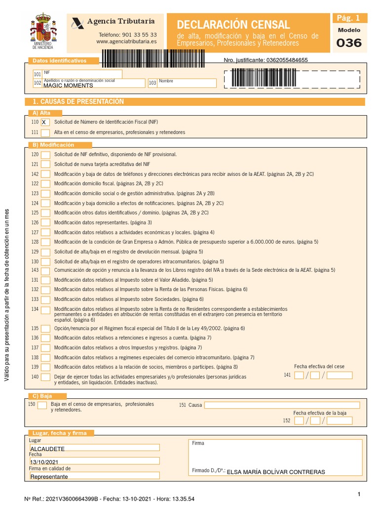 Modelo 036 | PDF | Impuesto sobre la renta | Impuestos