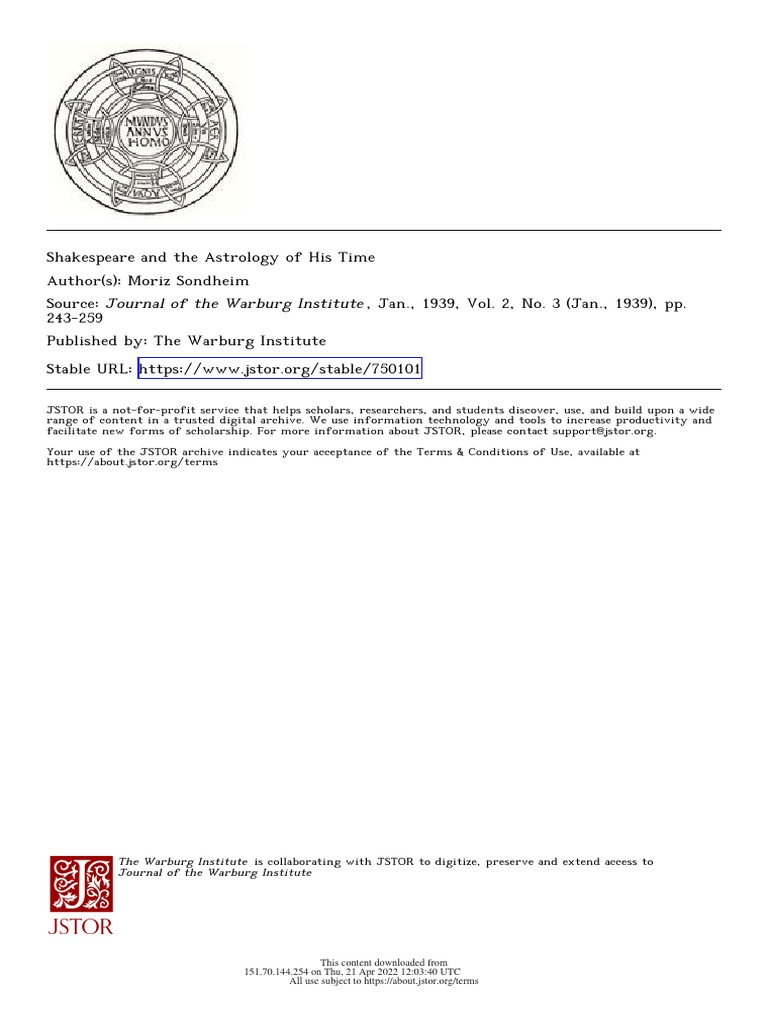 Shakespeare's Astrological Beliefs | PDF | Astrology | Characters In ...